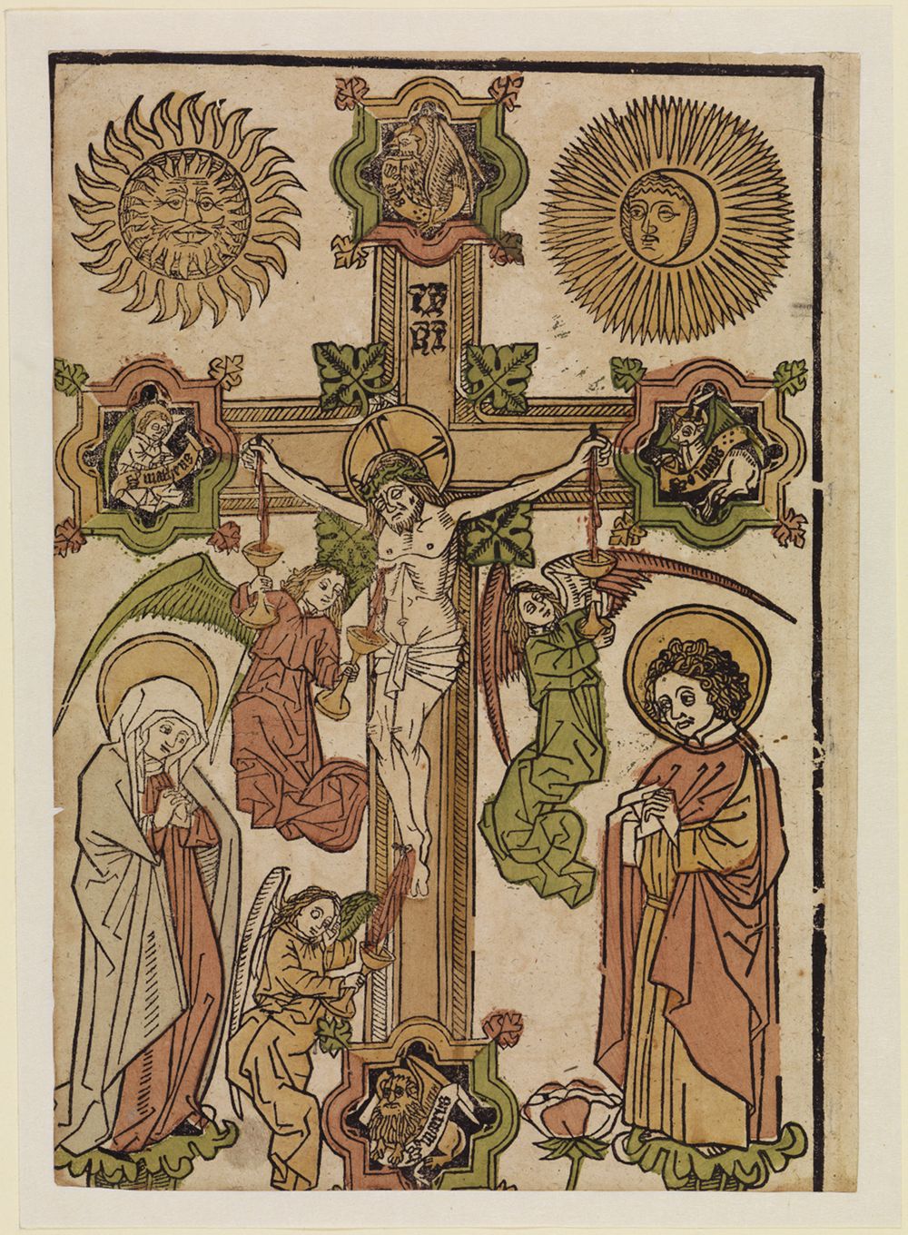 Christus am Kreuz mit Maria, Johannes und drei Engeln - Anonym (15. Jh.) (15. Jahrhundert ...