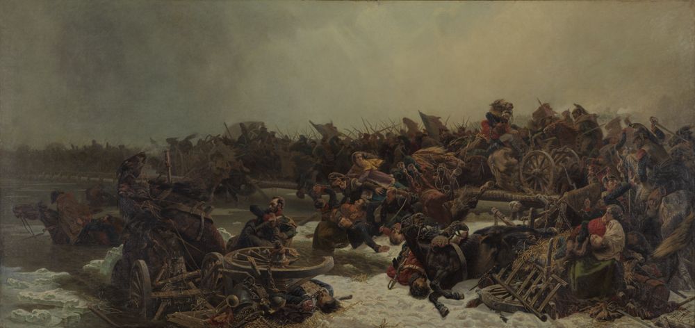 Rückzug des badischen Korps der napoleonischen Armee über die Beresina ...