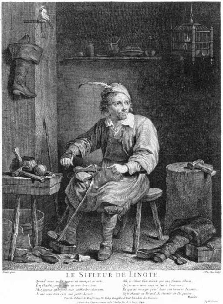 Der Pfeifer und sein Singvogel oder Ein Schuster in seiner Werkstatt ...