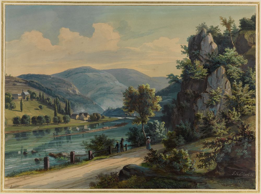 Ansicht von Stift Neuburg im Neckartal bei Heidelberg - Georg Maria ...